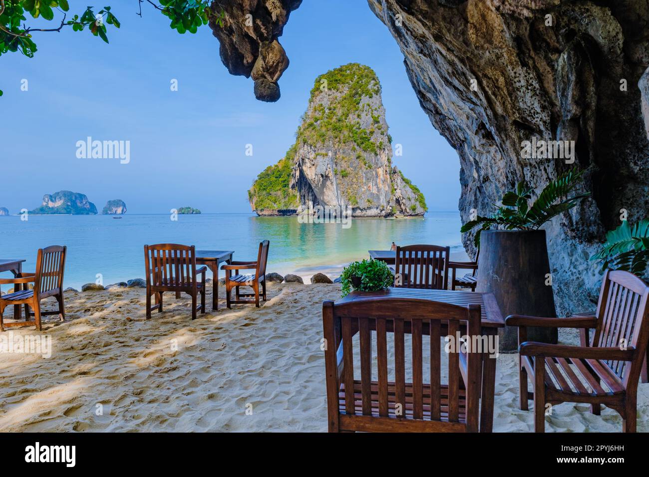The Grotto restaurant at the beach of Railay Beach Krabi Thailand on a ...