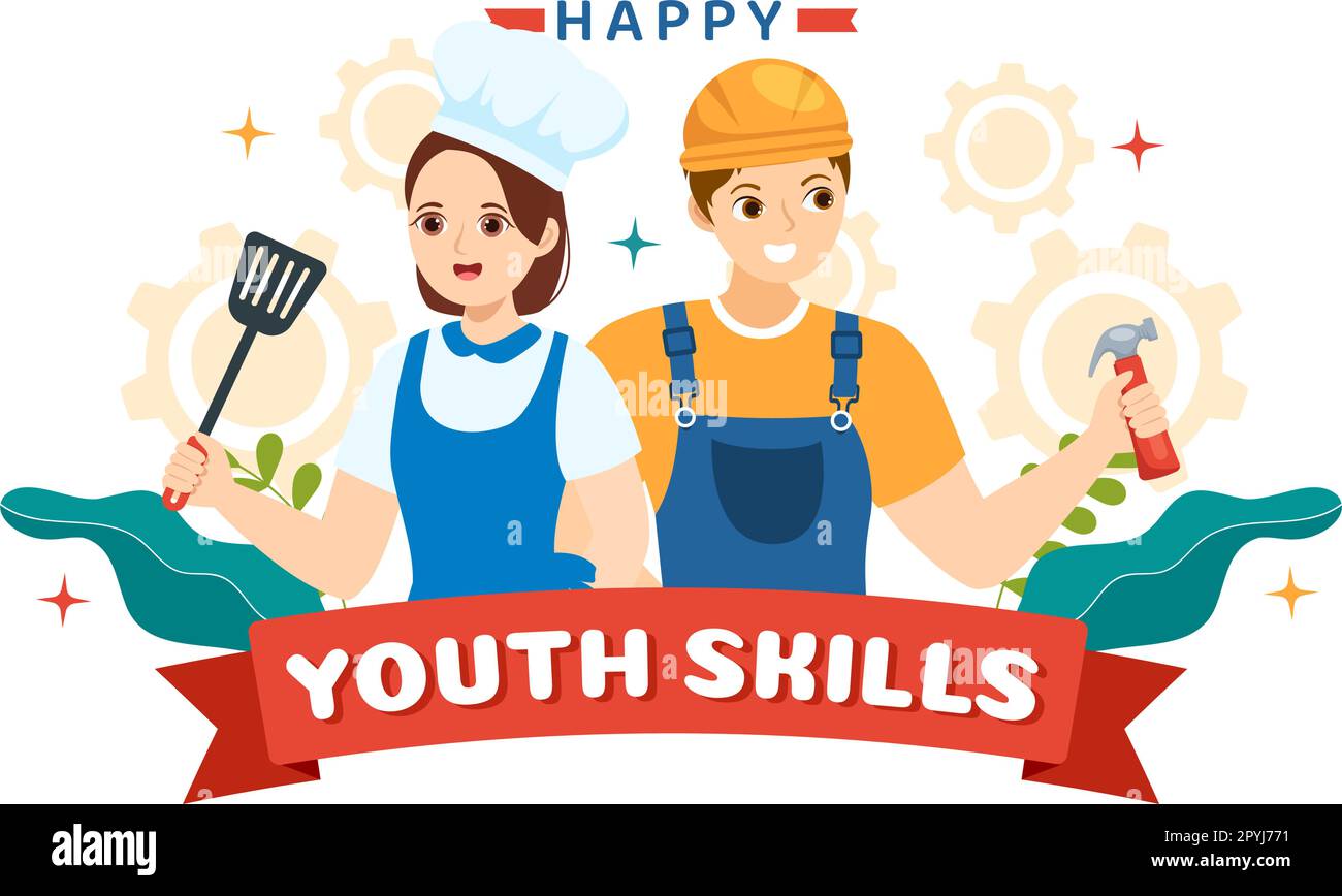 World Youth Skills Day Vector Illustration of People with Skill for ...