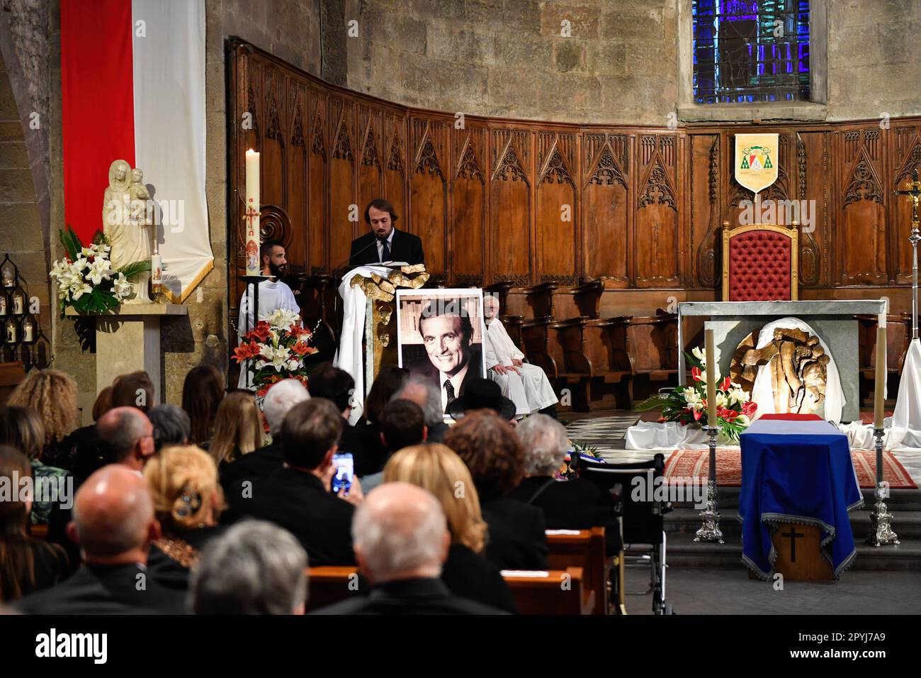 Frejus, France. 03rd May, 2023. François Leotard's coffin laid in the ...