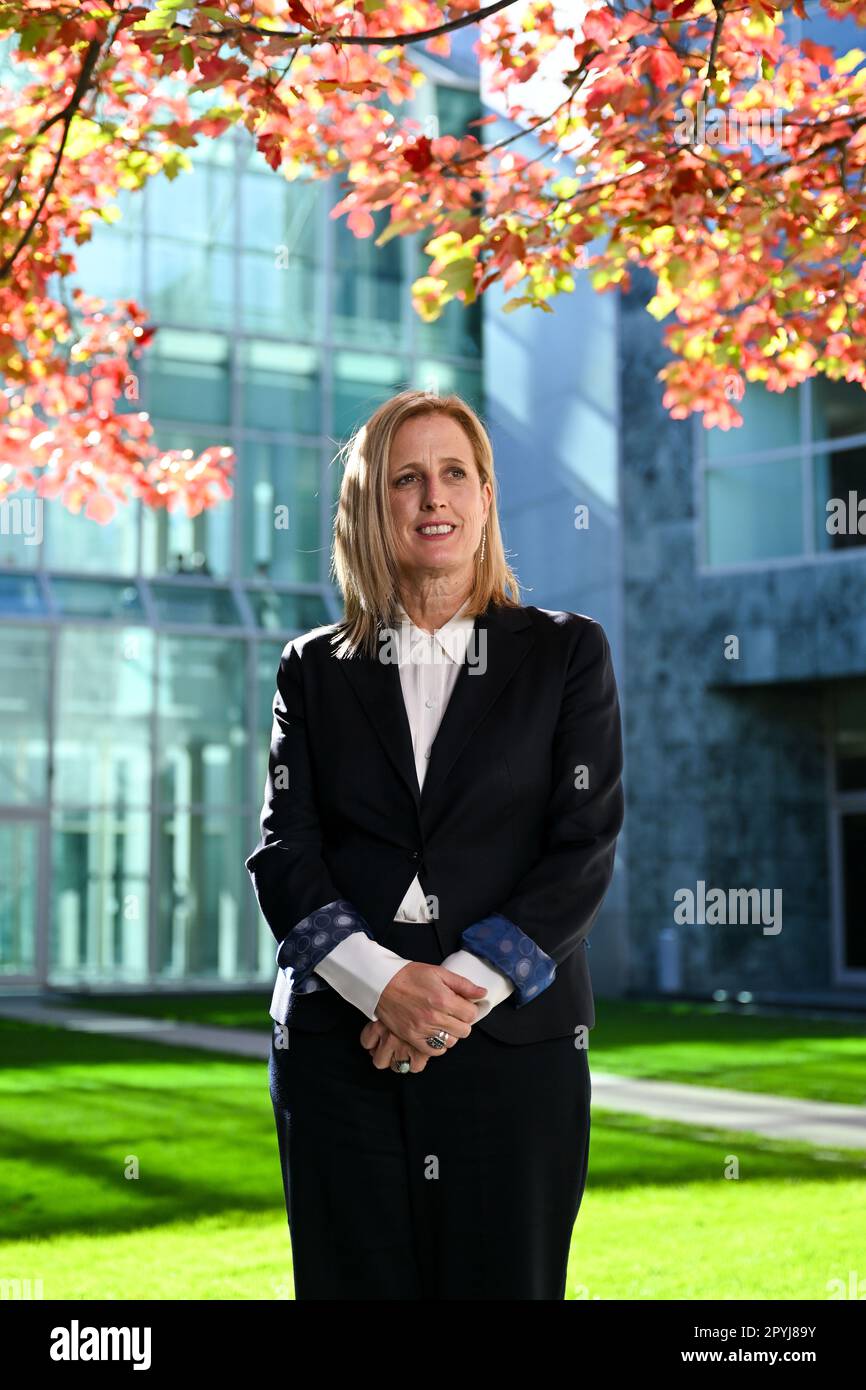 Australian Finance Minister Katy Gallagher poses for photographs at ...