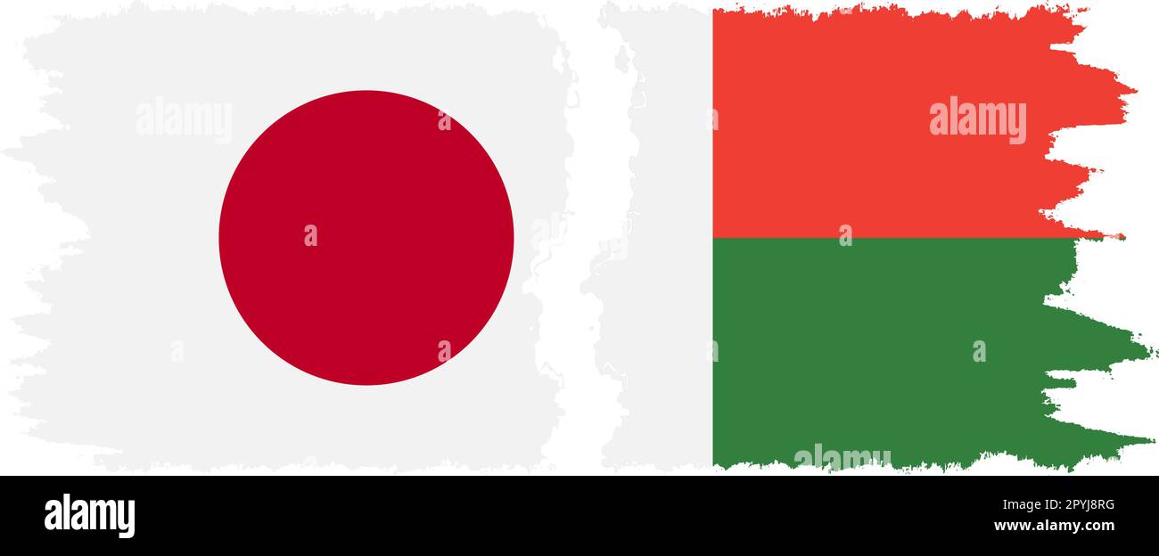 Madagascar and Japan grunge flags connection, vector Stock Vector Image ...