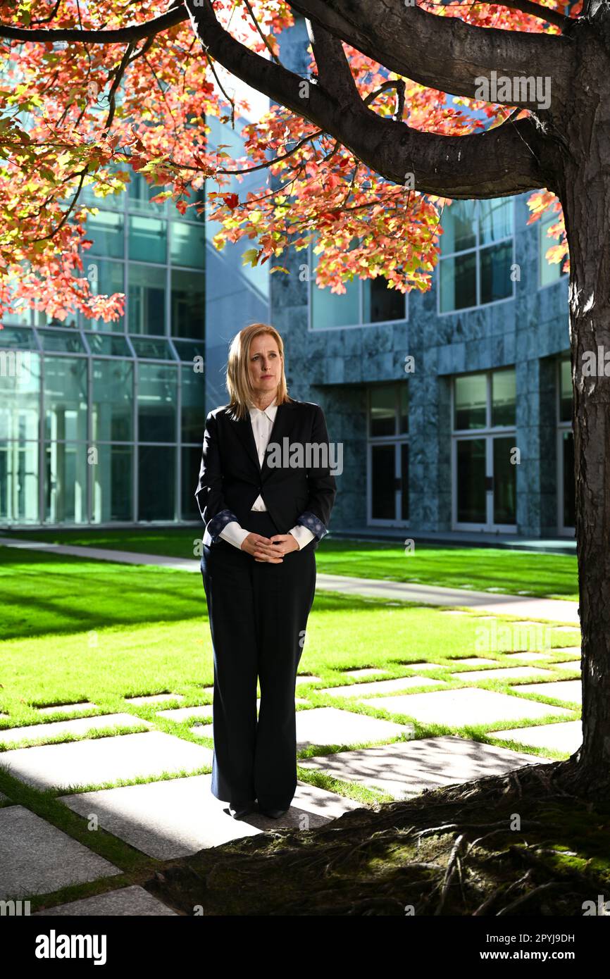 Australian Finance Minister Katy Gallagher poses for photographs at ...