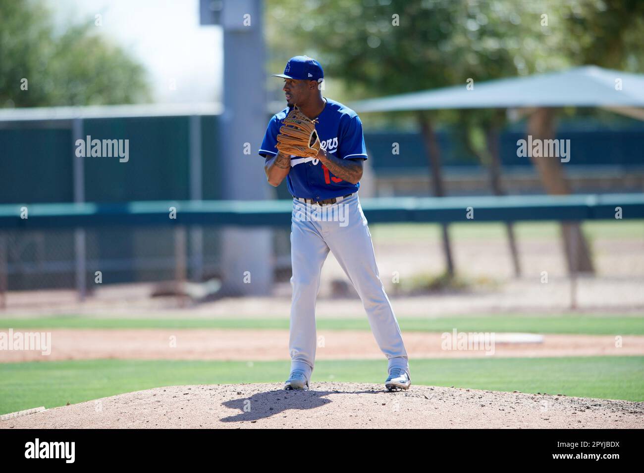 Los Angeles Dodgers pitcher Carlos De Los Santos (13) during an ...