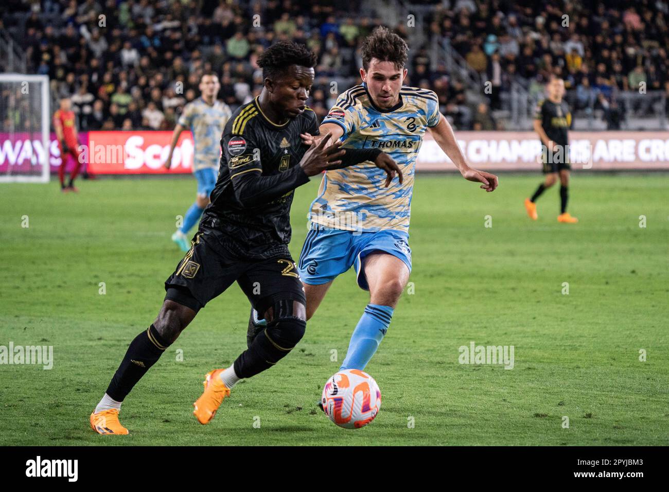 LAFC forward Kwadwo Opoku (22) looks to get past Philadelphia Union ...