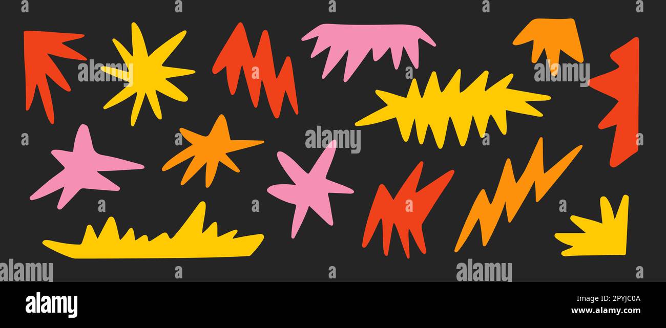 Hand drawn sparks and twinkles collection. Abstract doodle sparkle ...