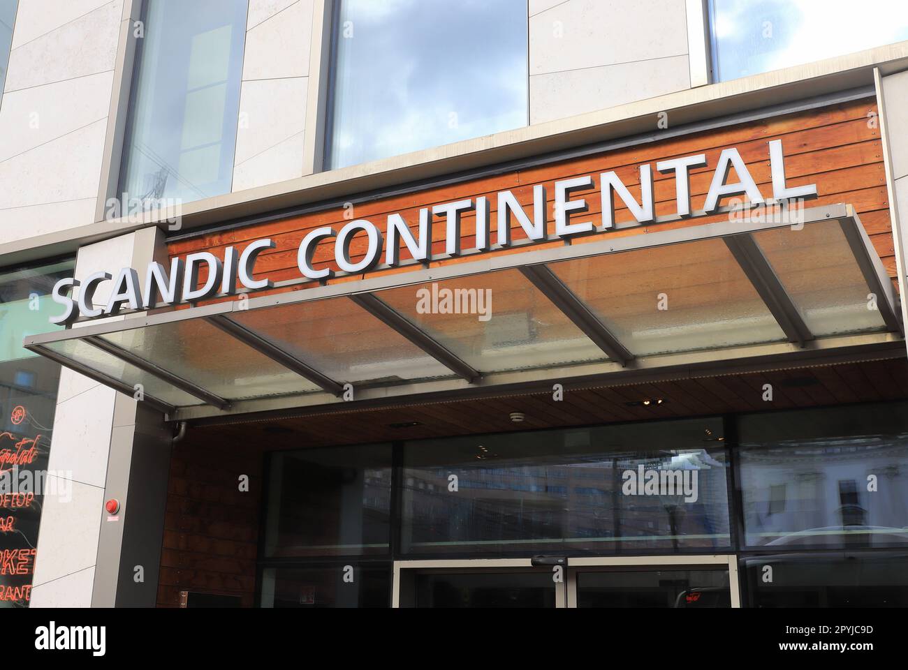 Stockholm, Sweden - May 3, 2023: Close-up view of the sign at the ...