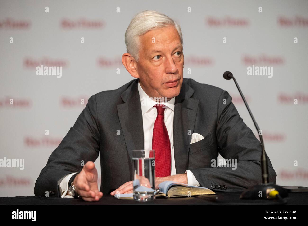 Rio Tinto Chair Dominic Barton speaks during a Rio Tinto press ...