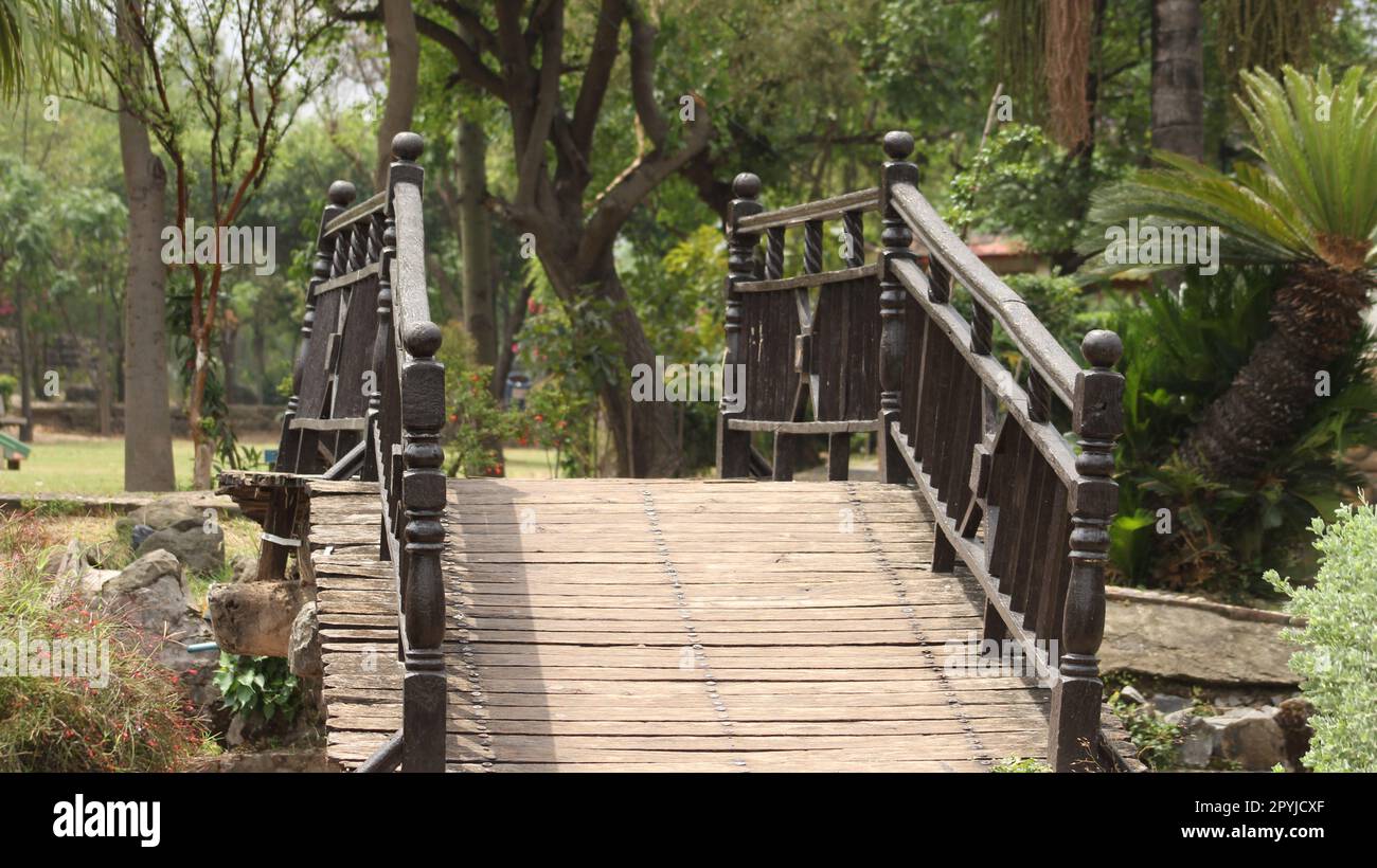 beautiful wooden bridge for people Stock Photo - Alamy
