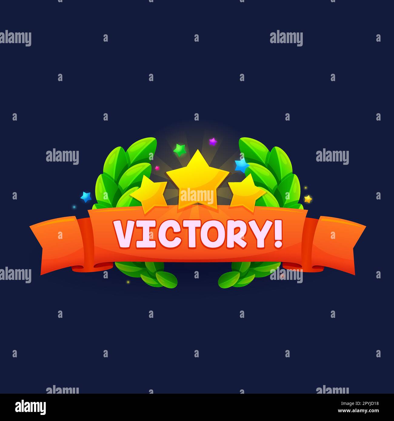 Game victory sign, banner or popup window. Vector award badge with ...