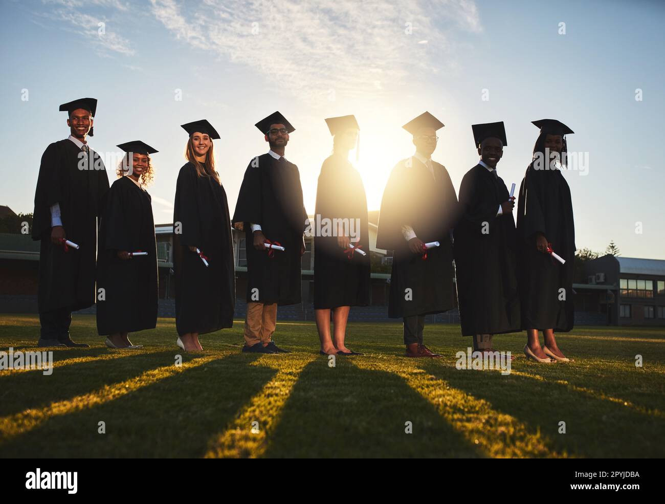 You made it. a group of university students standing together on ...