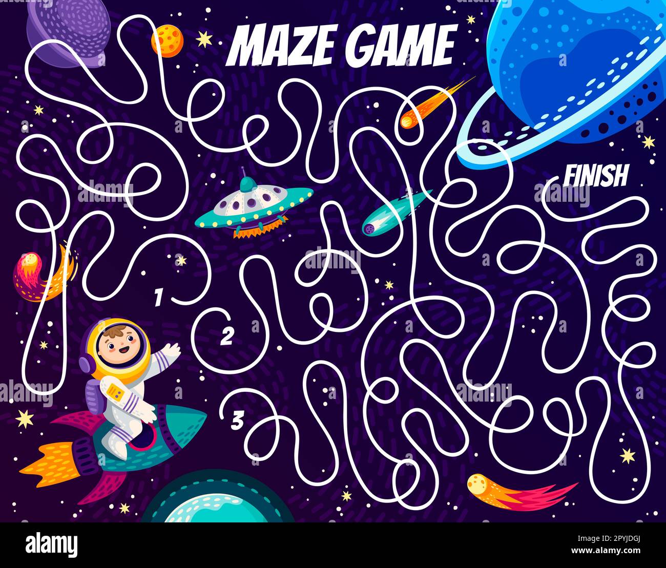 Space labyrinth maze, help to astronaut to find his planet in galaxy ...