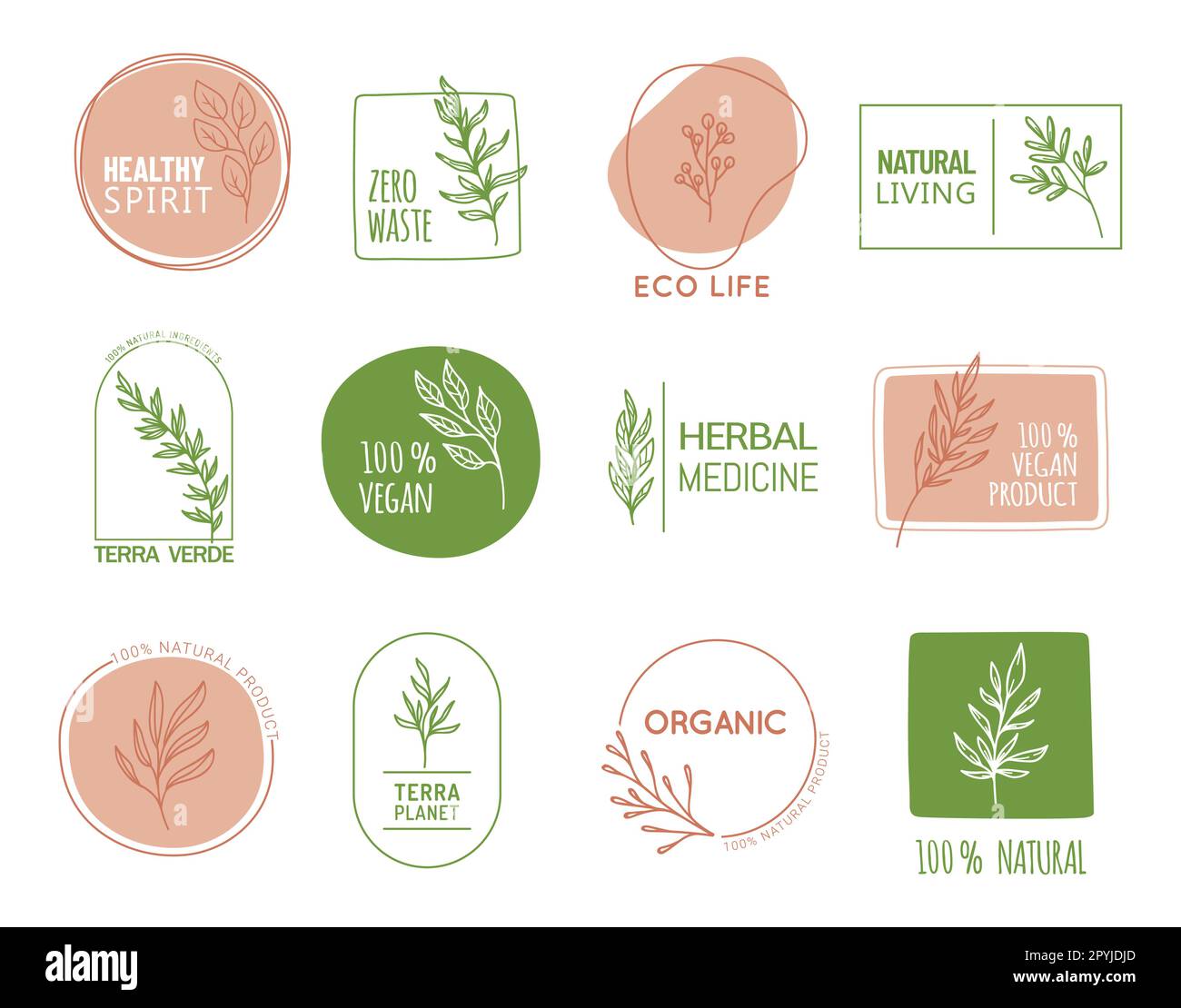 Organic food, nature icons for herbal medicine, healthy eco and natural ...