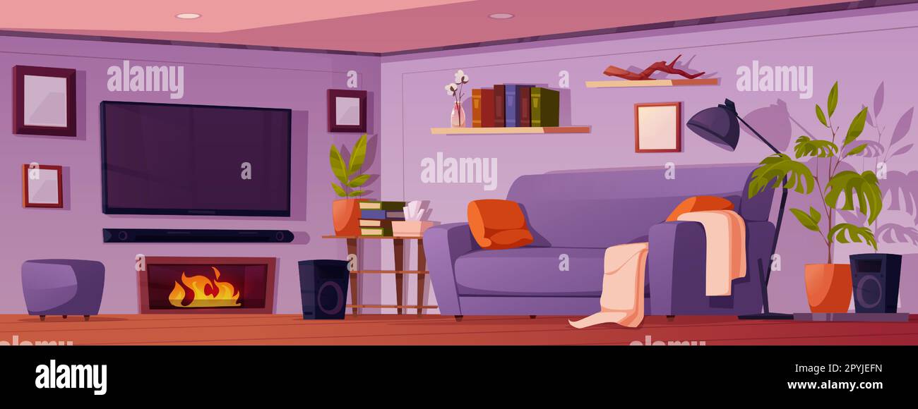 House room interior with furniture. Modern living room with sova, tv ...