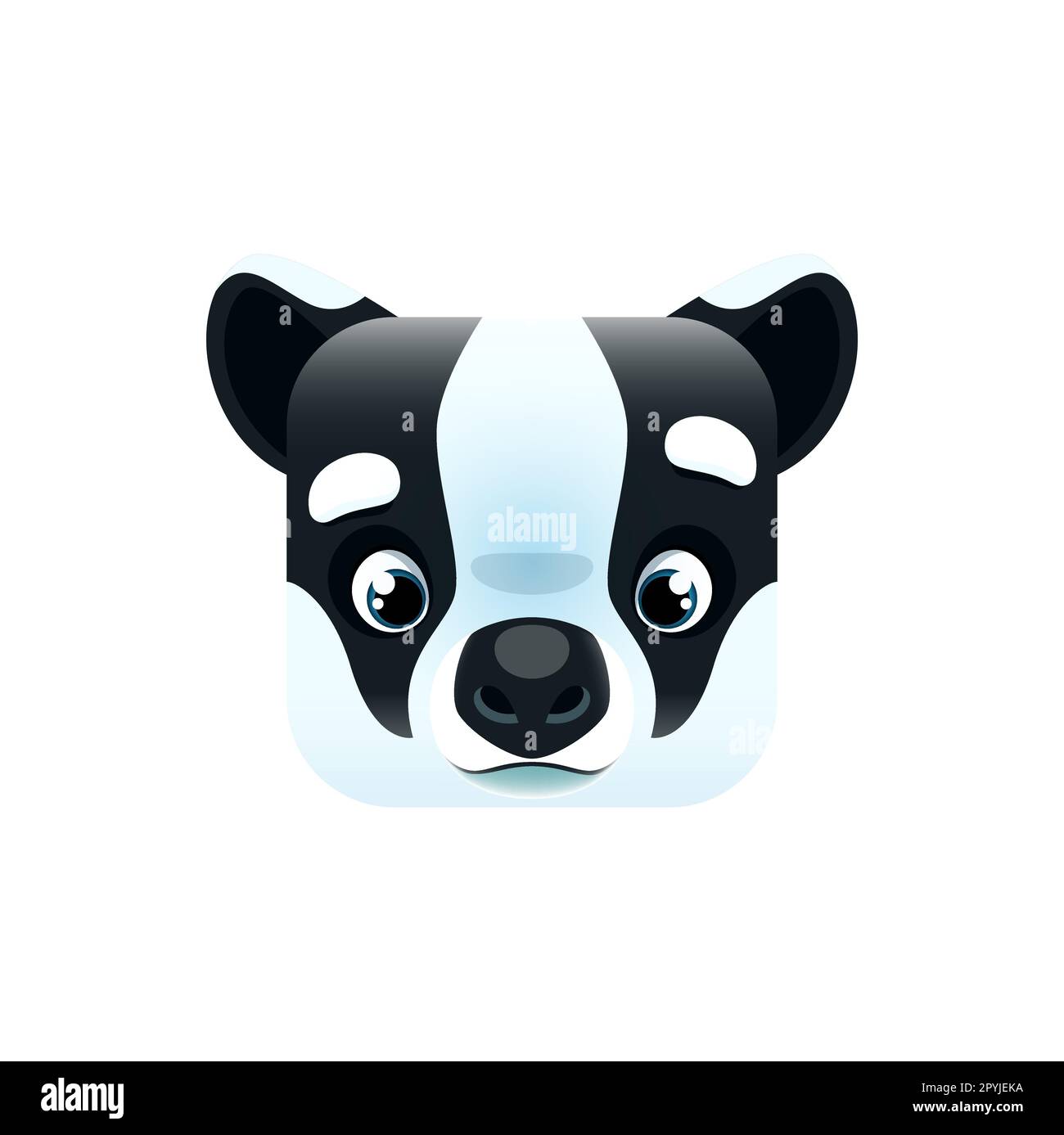 Cartoon badger kawaii square animal face, isolated vector cube shape ...