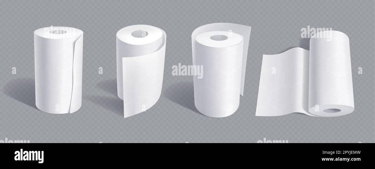 Realistic set of kitchen towel mockup with perforated texture isolated ...