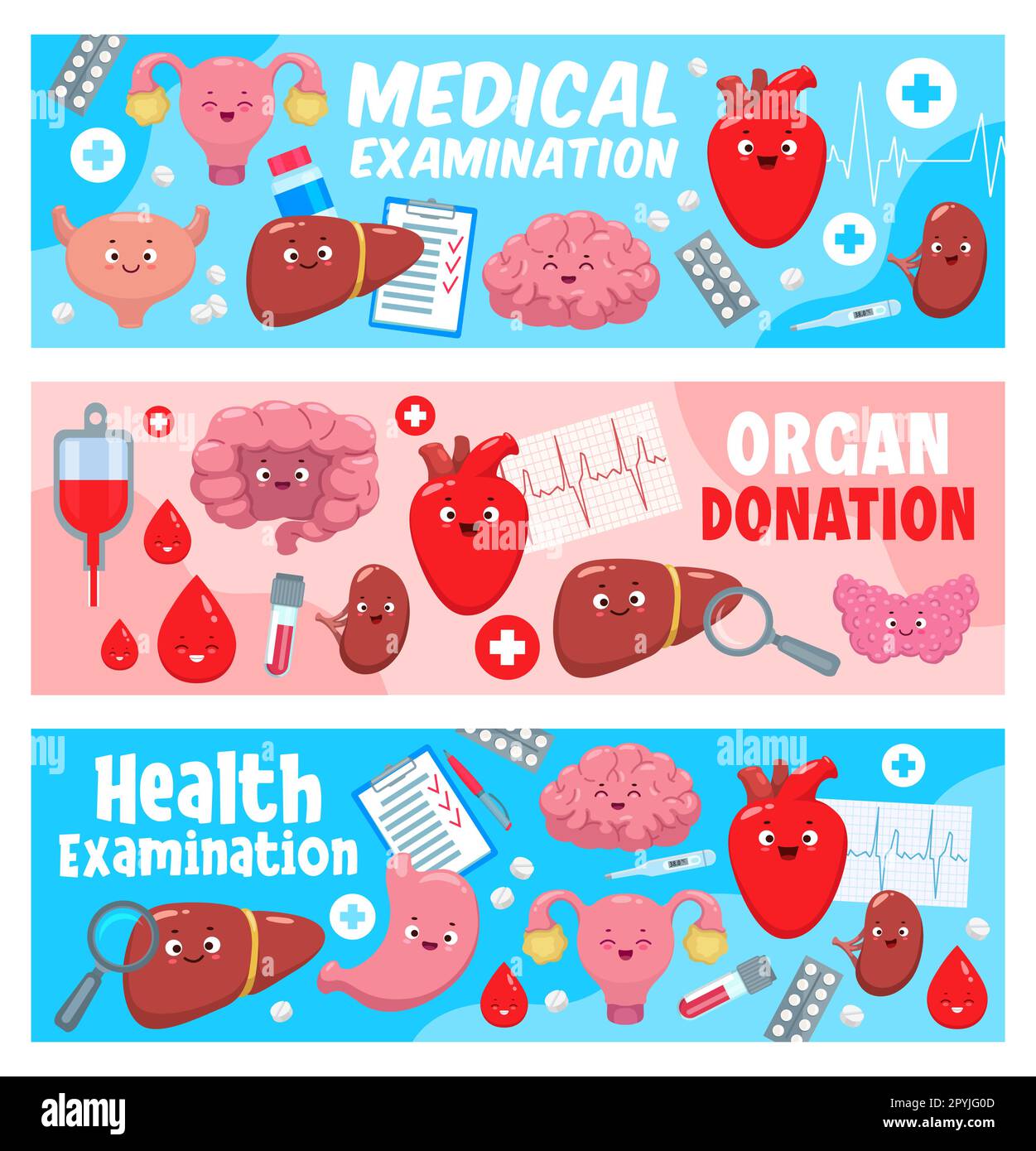 Cartoon body organ characters. Organ donation, treatment, medication ...