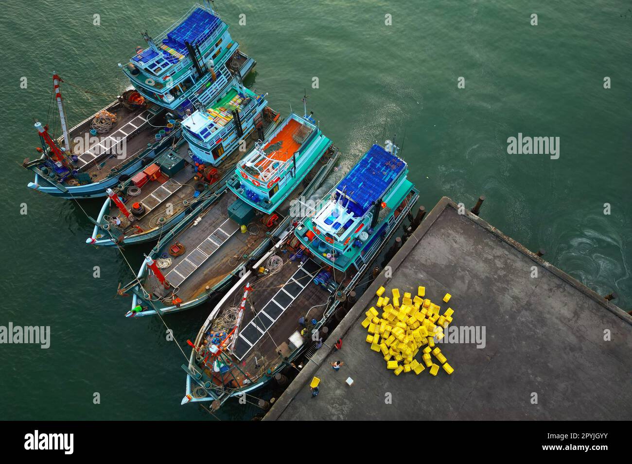 asian fisherman boat ,docks at the harbor Stock Photo - Alamy