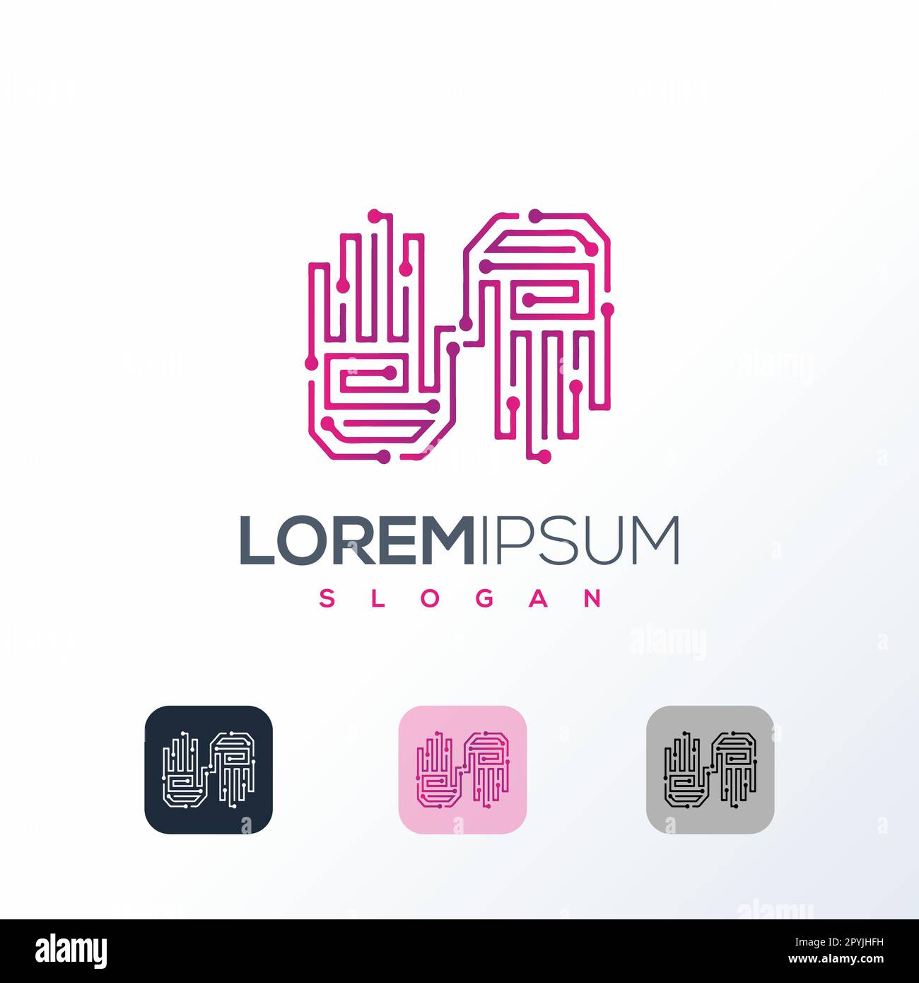 Digital hand creative logo design Template. Robot arm, futuristic ...