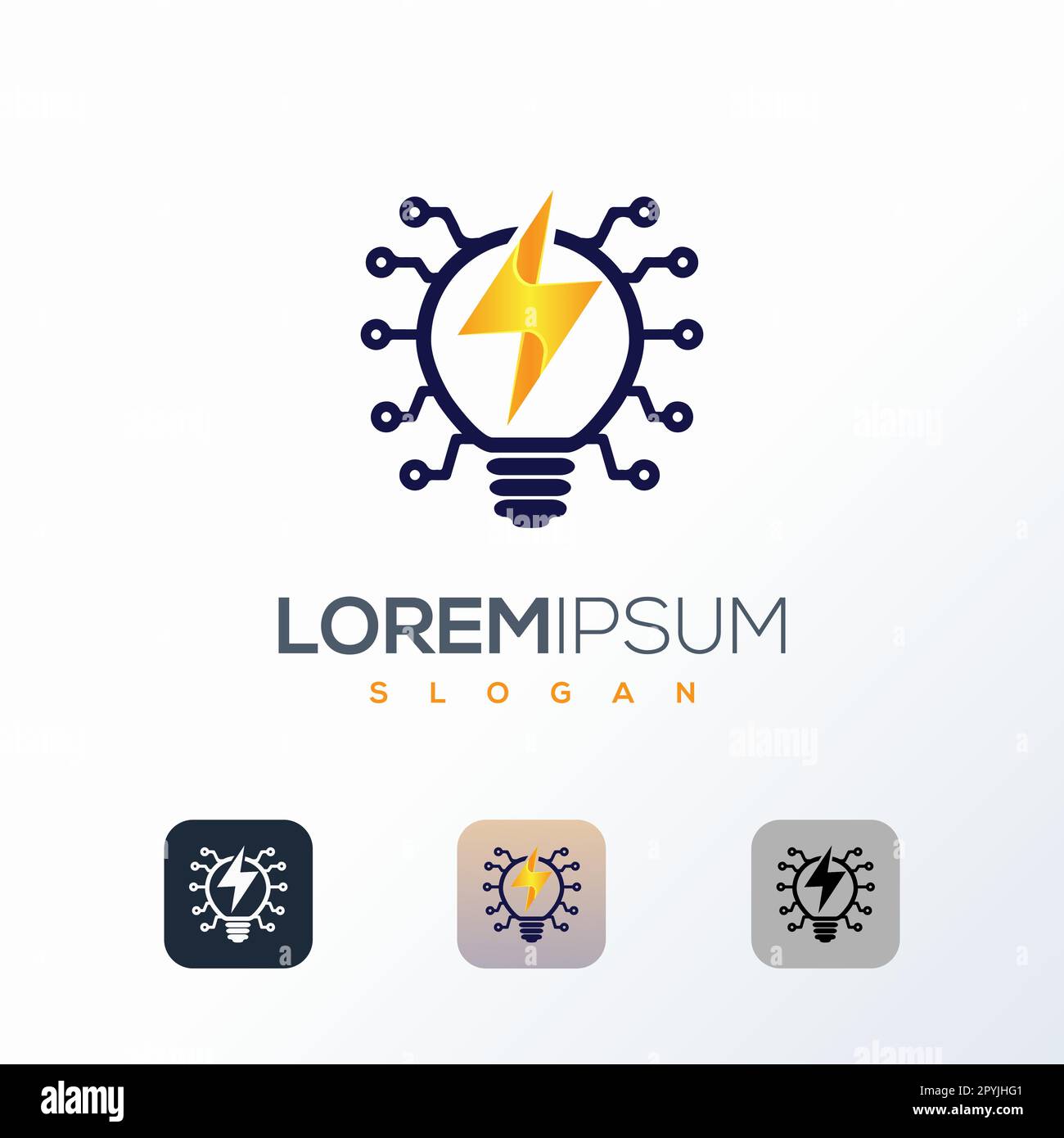 Electric Bulb Logo Design Template. Light bulb and microcircuit logo ...