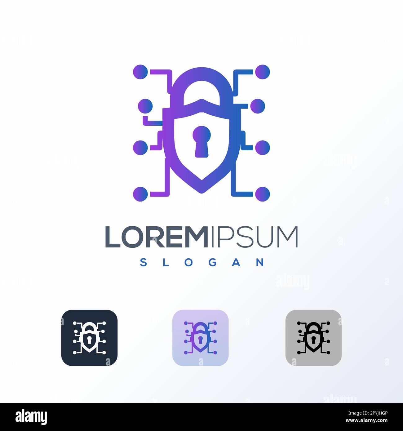 Digital Cyber Security Logo Design With Shield Vector Template Data