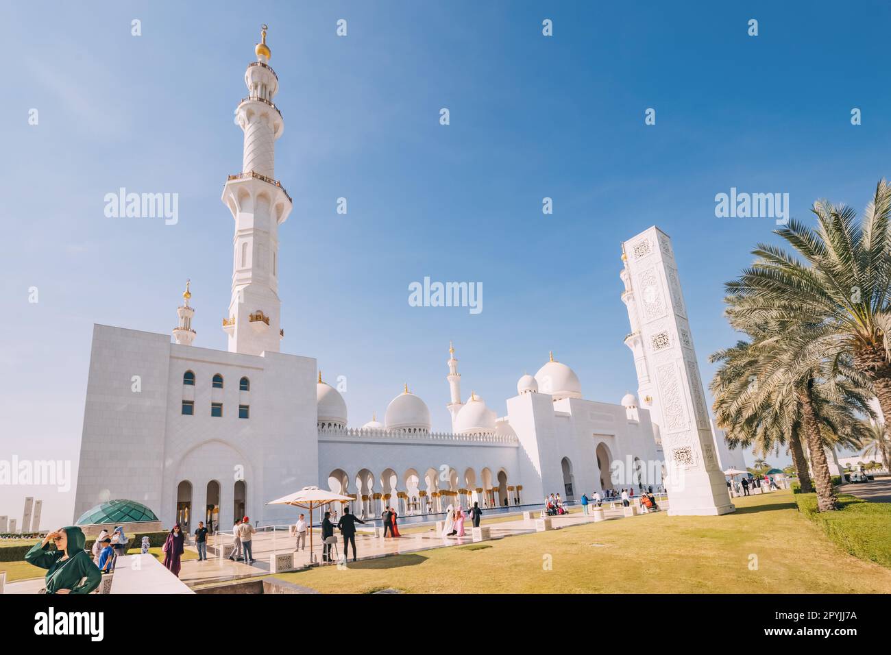 15 January 2023, Abu Dhabi, UAE: Visitors can admire the reflective ...