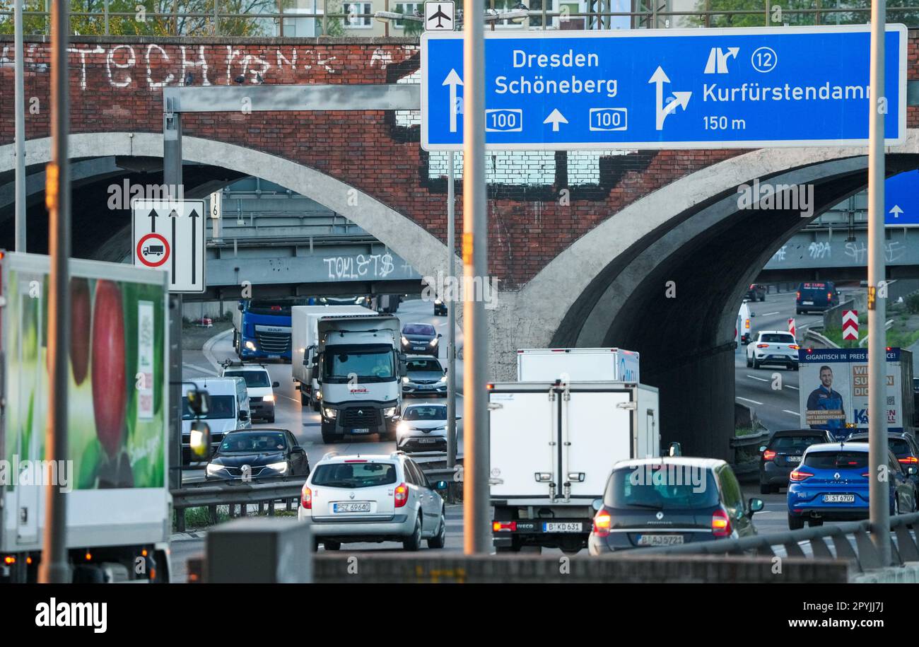 Berlin, Germany. 04th May, 2023. Morning rush hour traffic prevails on ...