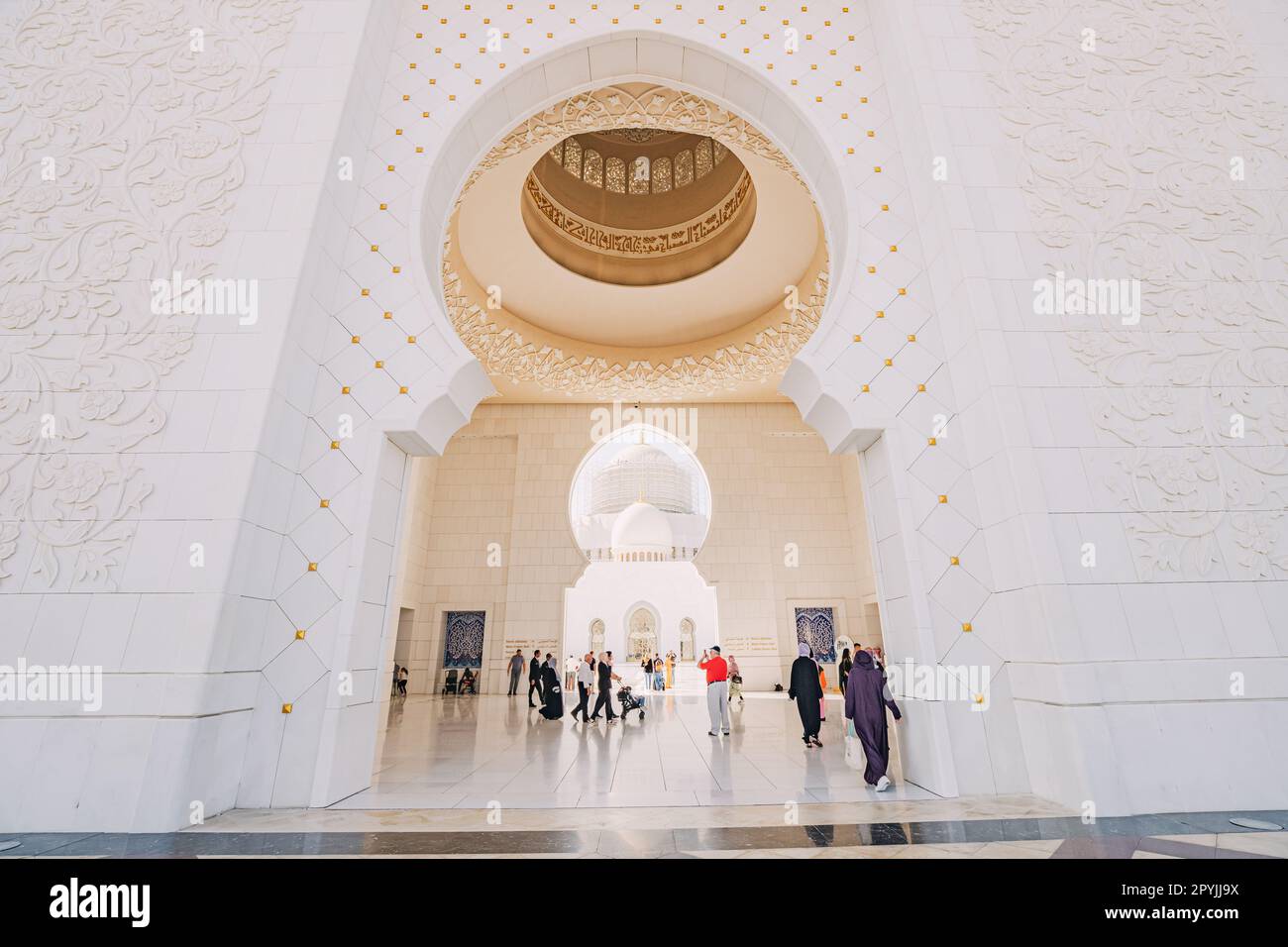 15 January 2023, Abu Dhabi, UAE: The graceful curves of the arches in ...