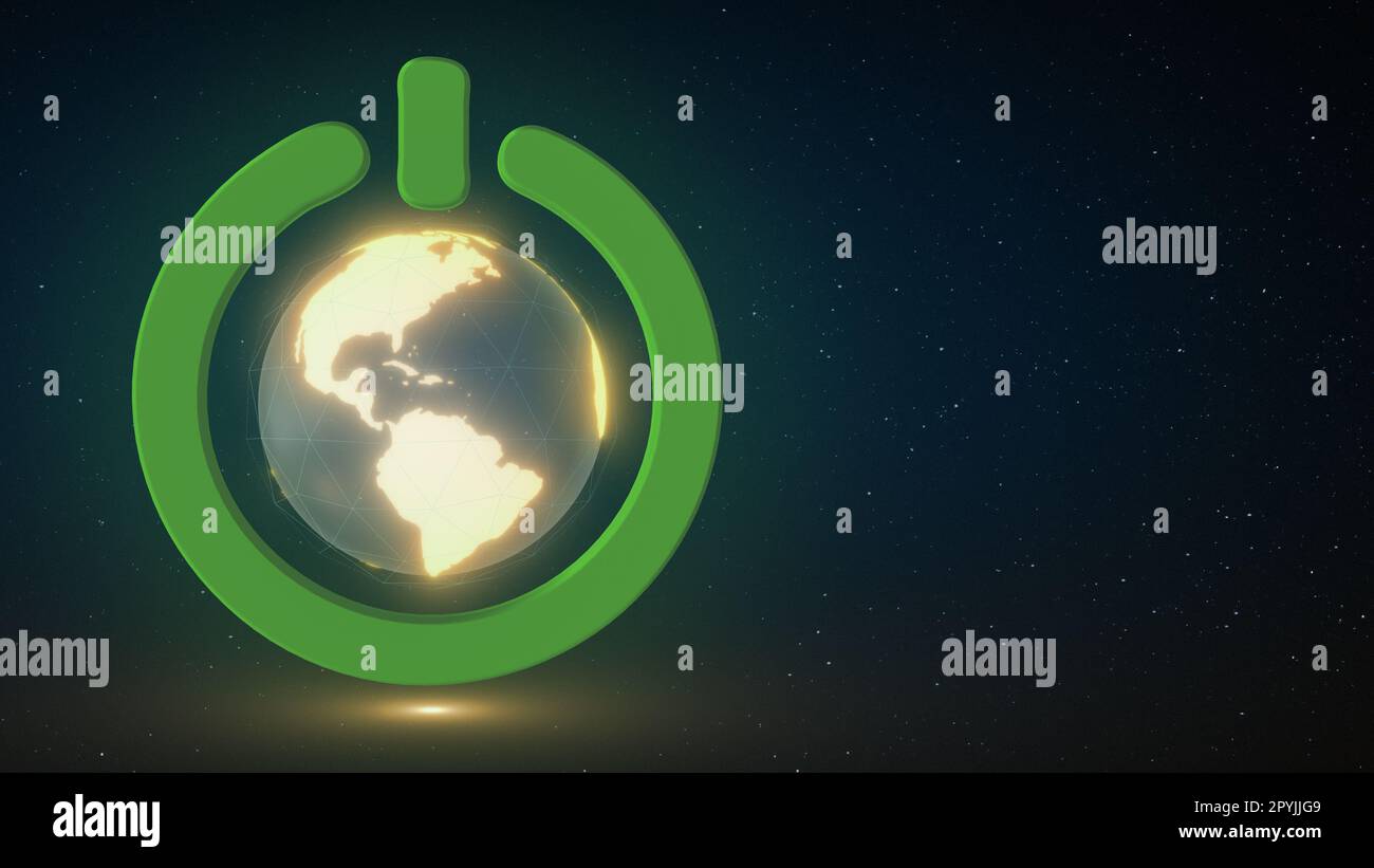 Earth hours day with power button Stock Photo - Alamy