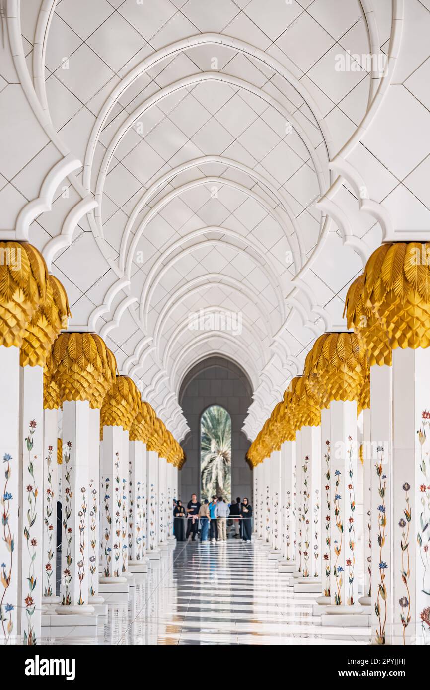 15 January 2023, Abu Dhabi, UAE: The architectural arches in Sheikh ...