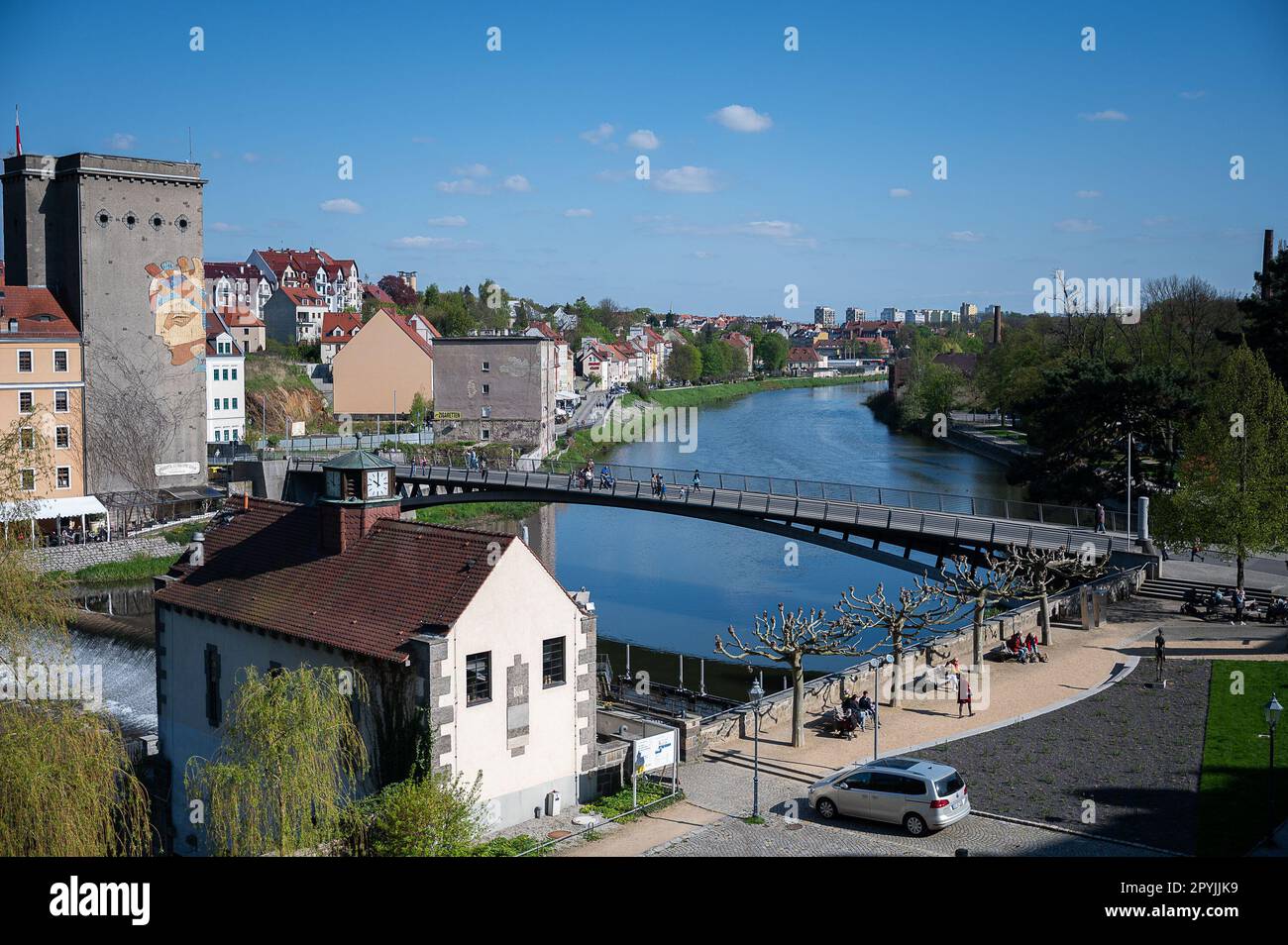PRODUCTION - 03 May 2023, Saxony, Görlitz: The Old Town Bridge spans ...