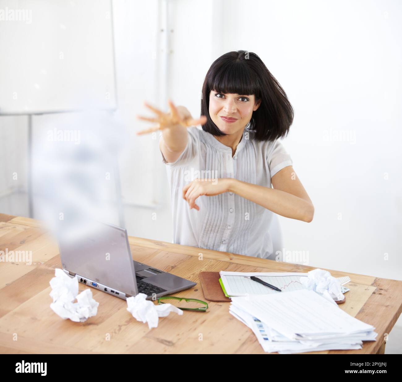 Portrait upset woman working computer hi-res stock photography and ...
