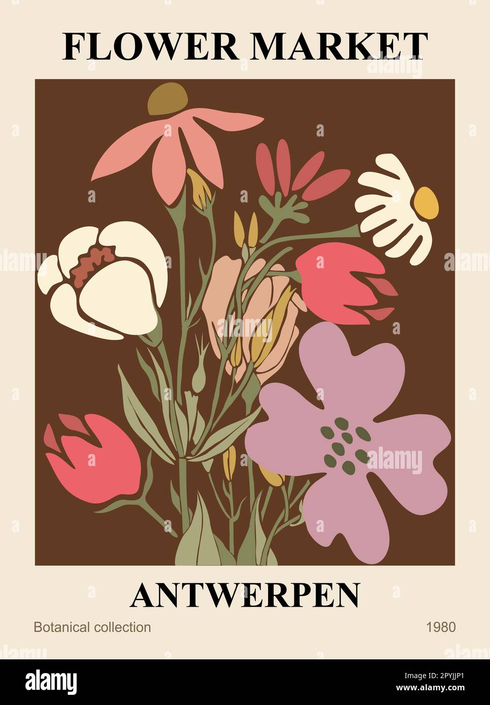 Abstract Flower Market Antwerpen vector wall art Stock Vector Image ...