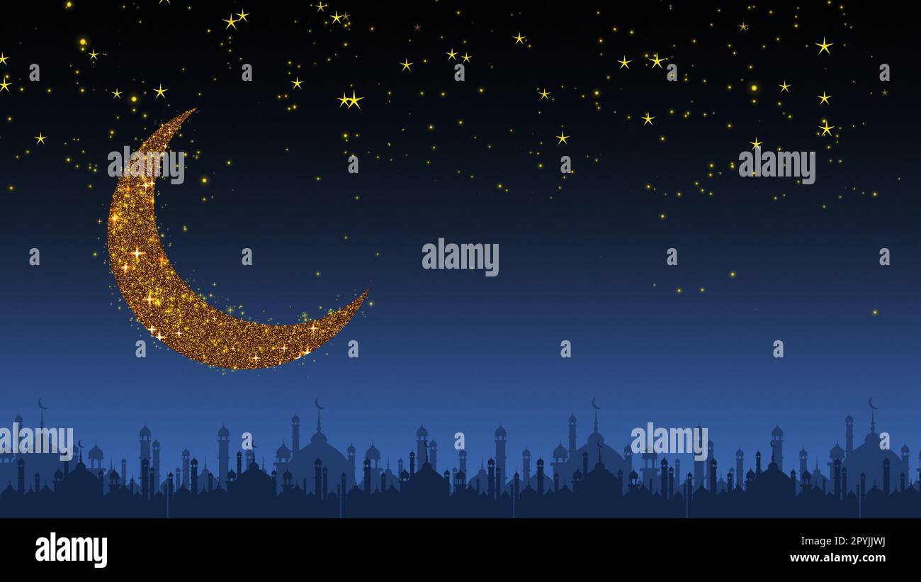 Ramadan's Sparkling Moon with Glittering Particles Stock Photo - Alamy
