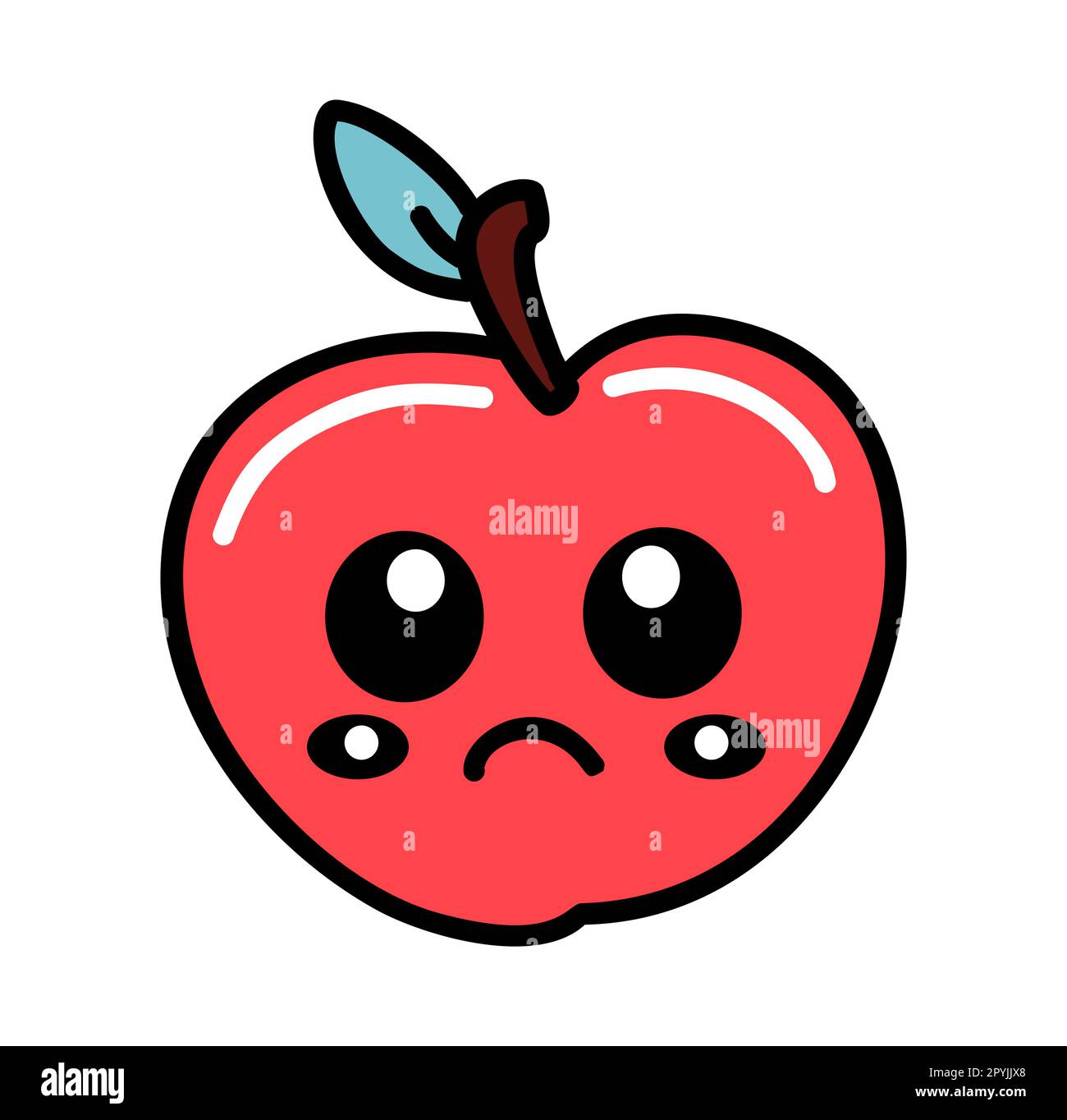 Cute kawaii red apple sad vector icon Stock Vector Image & Art - Alamy