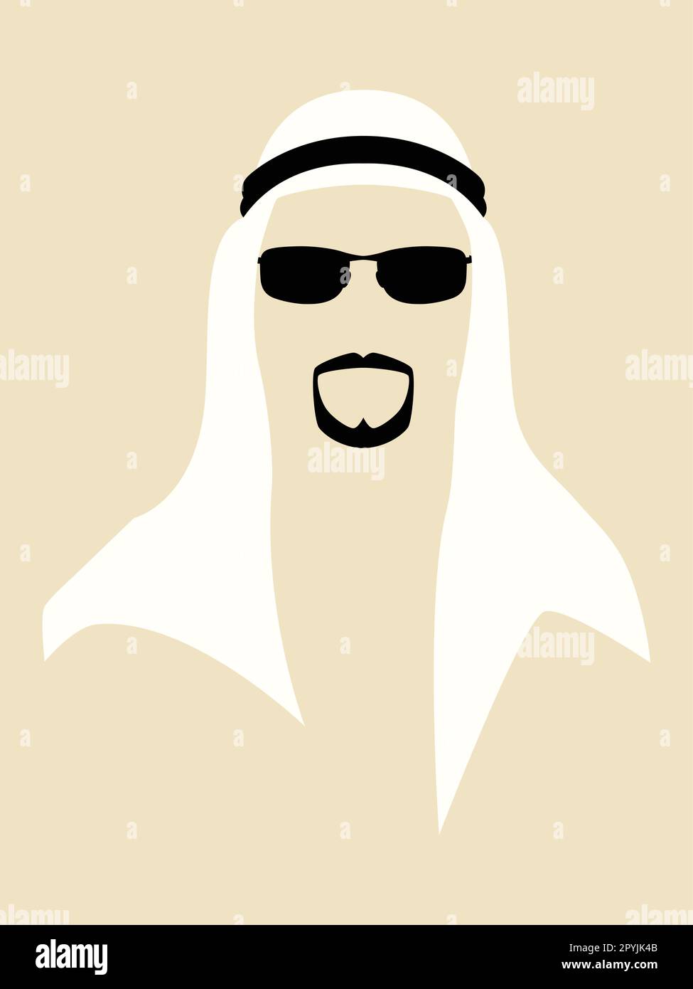 Simple graphic of man with beard wearing a headscarf and sunglasses ...