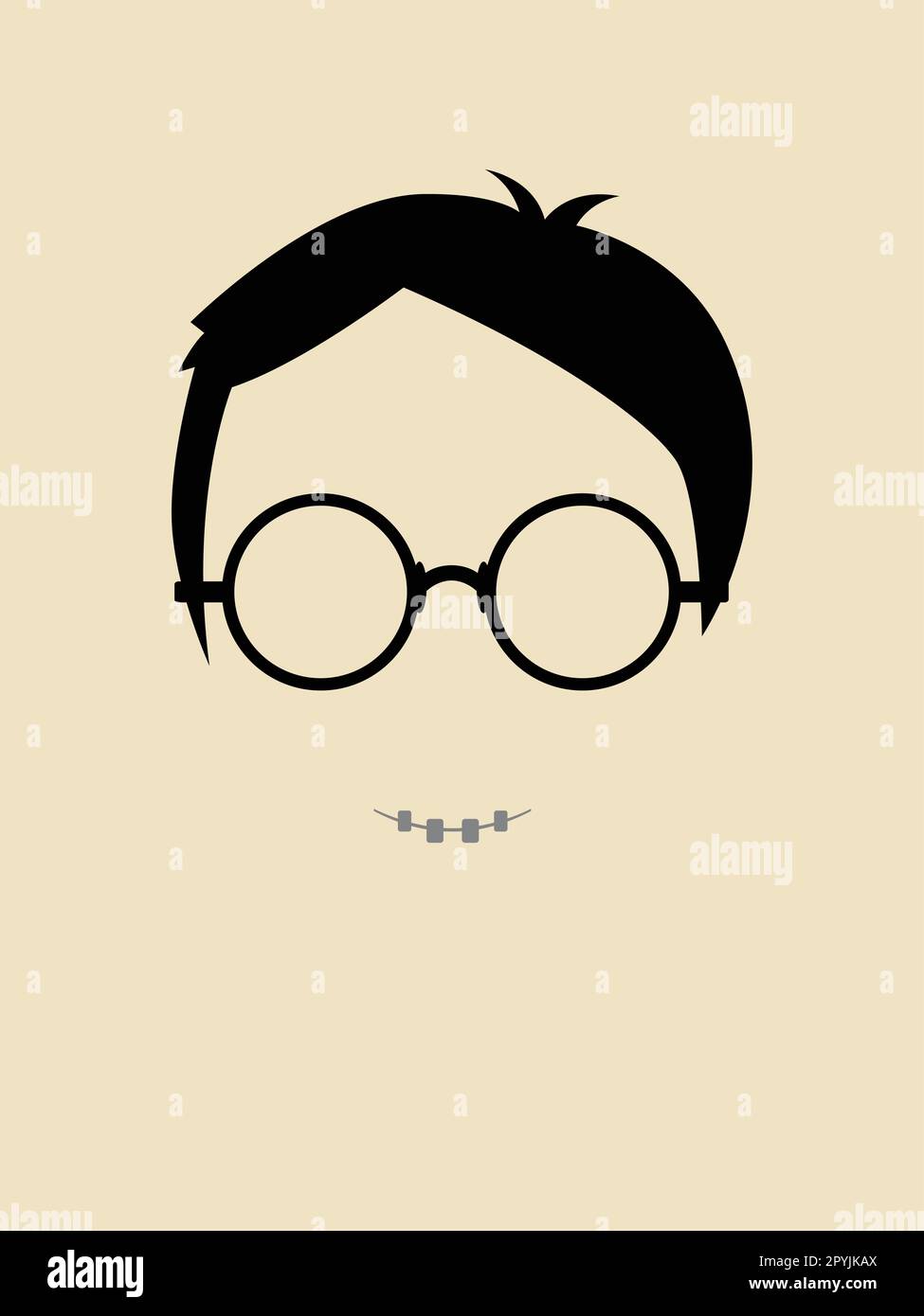 Face symbol of a boy wearing eyeglasses and tooth braces Stock Vector ...