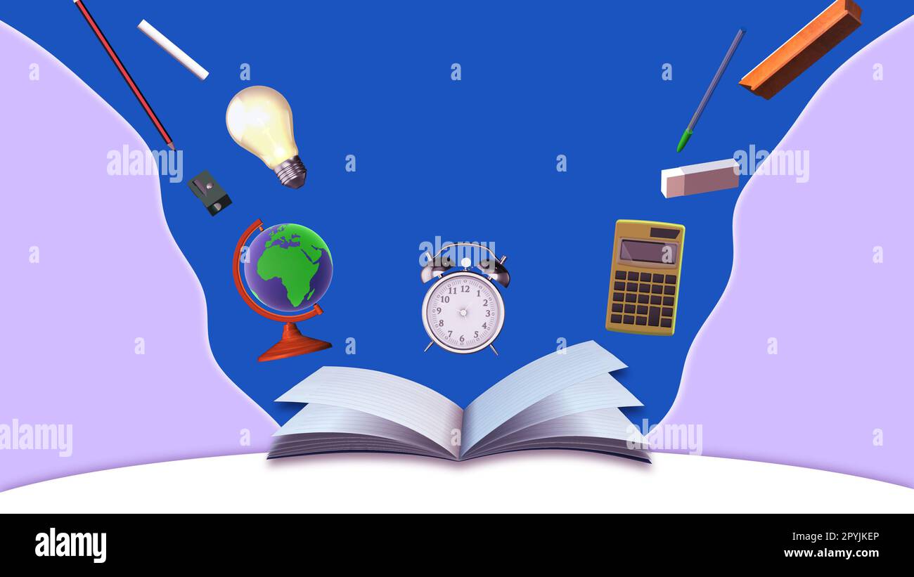 Teachers day concept with educational elements floating above a book ...