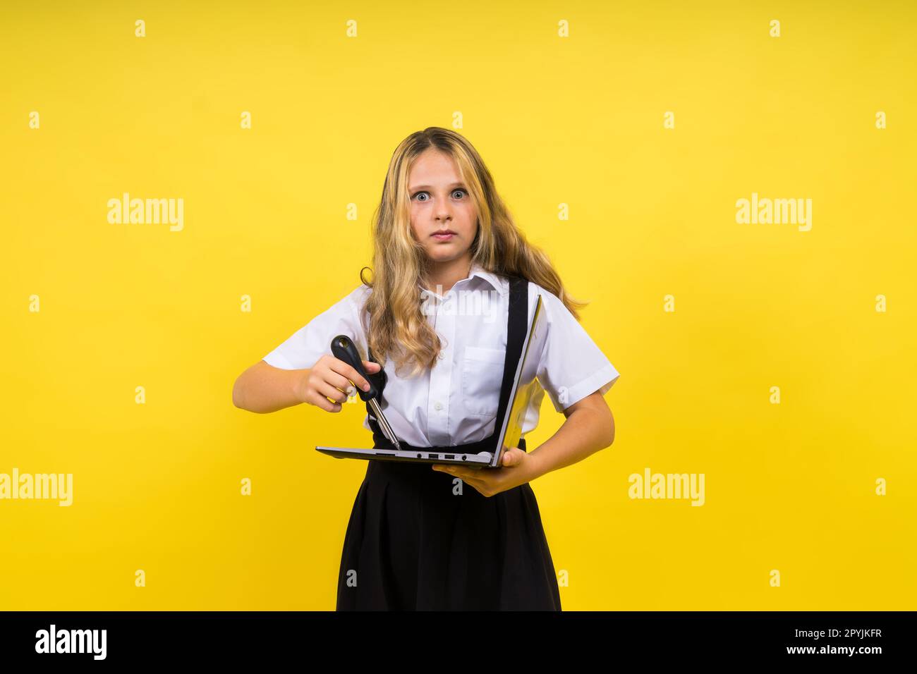 Future engineer. happy kid use a hammer repairing tool. building ...