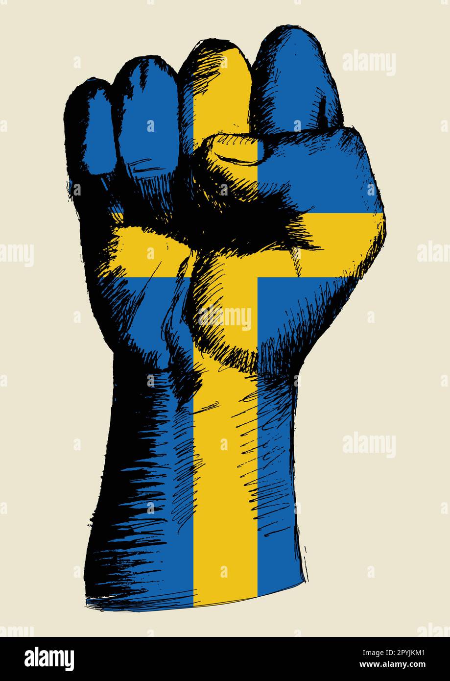 Sketch illustration of a fist with Sweden insignia Stock Vector Image ...