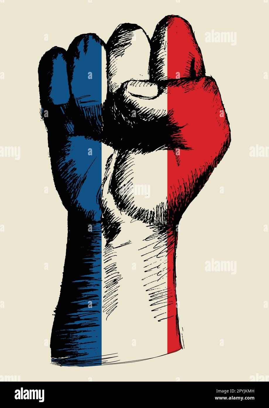 Sketch illustration of a fist with France insignia Stock Vector Image ...