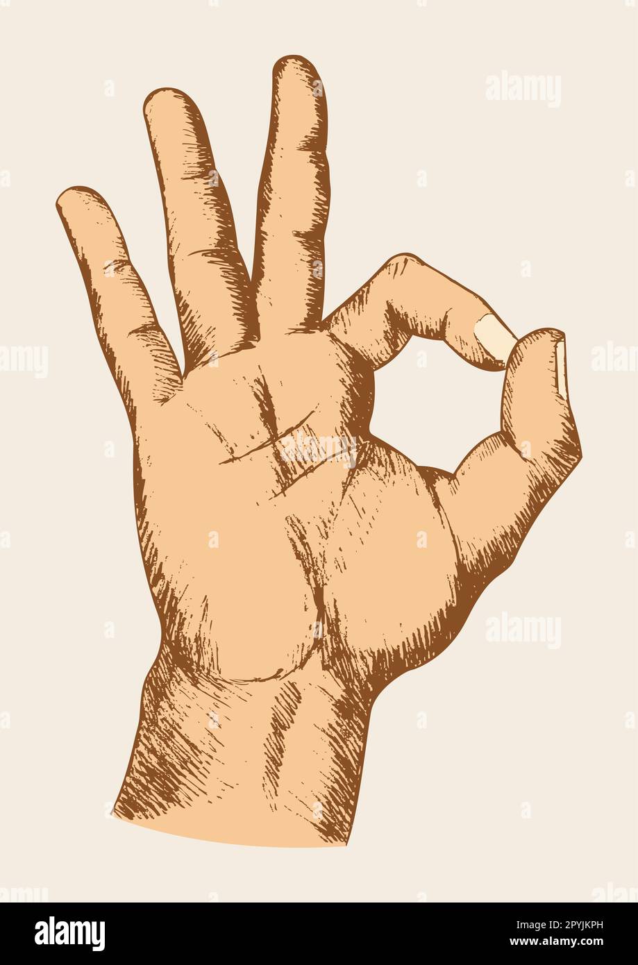 Sketch illustration of a hand gesturing perfect or delicious sign Stock ...