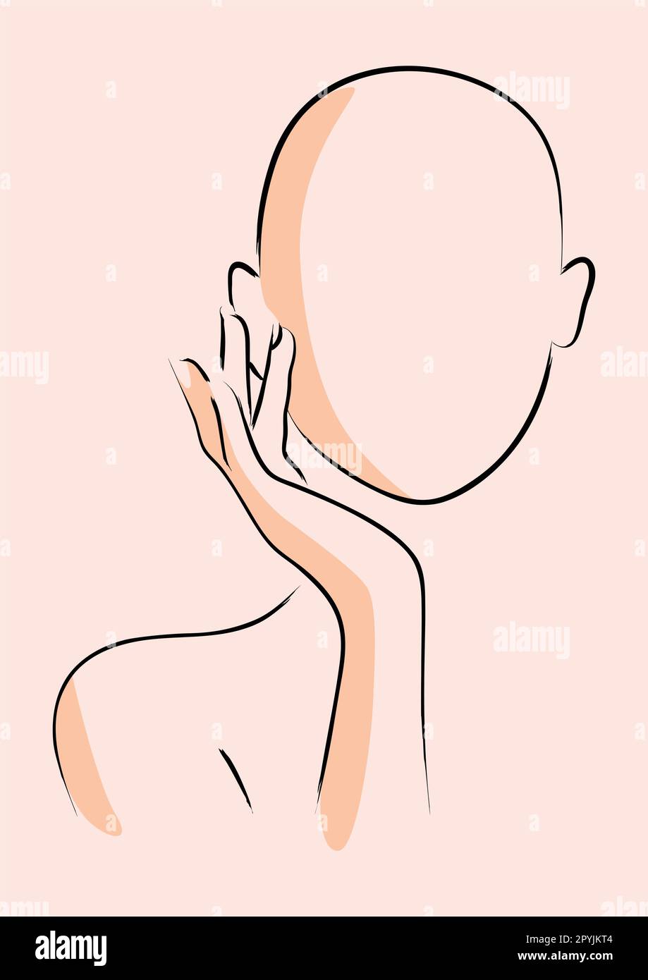 Girl face line art vectors hi-res stock photography and images - Alamy