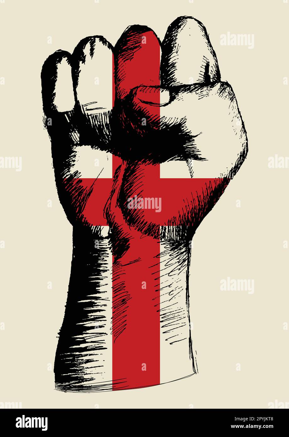 Sketch illustration of a fist with England insignia Stock Vector Image ...