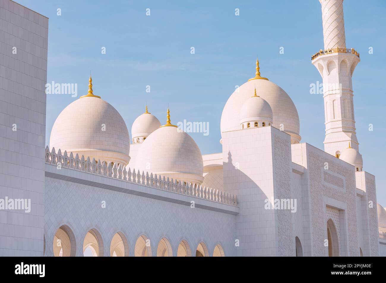 Architectural details of famous Sheikh Zayed Grand Mosque in Abu Dhabi ...