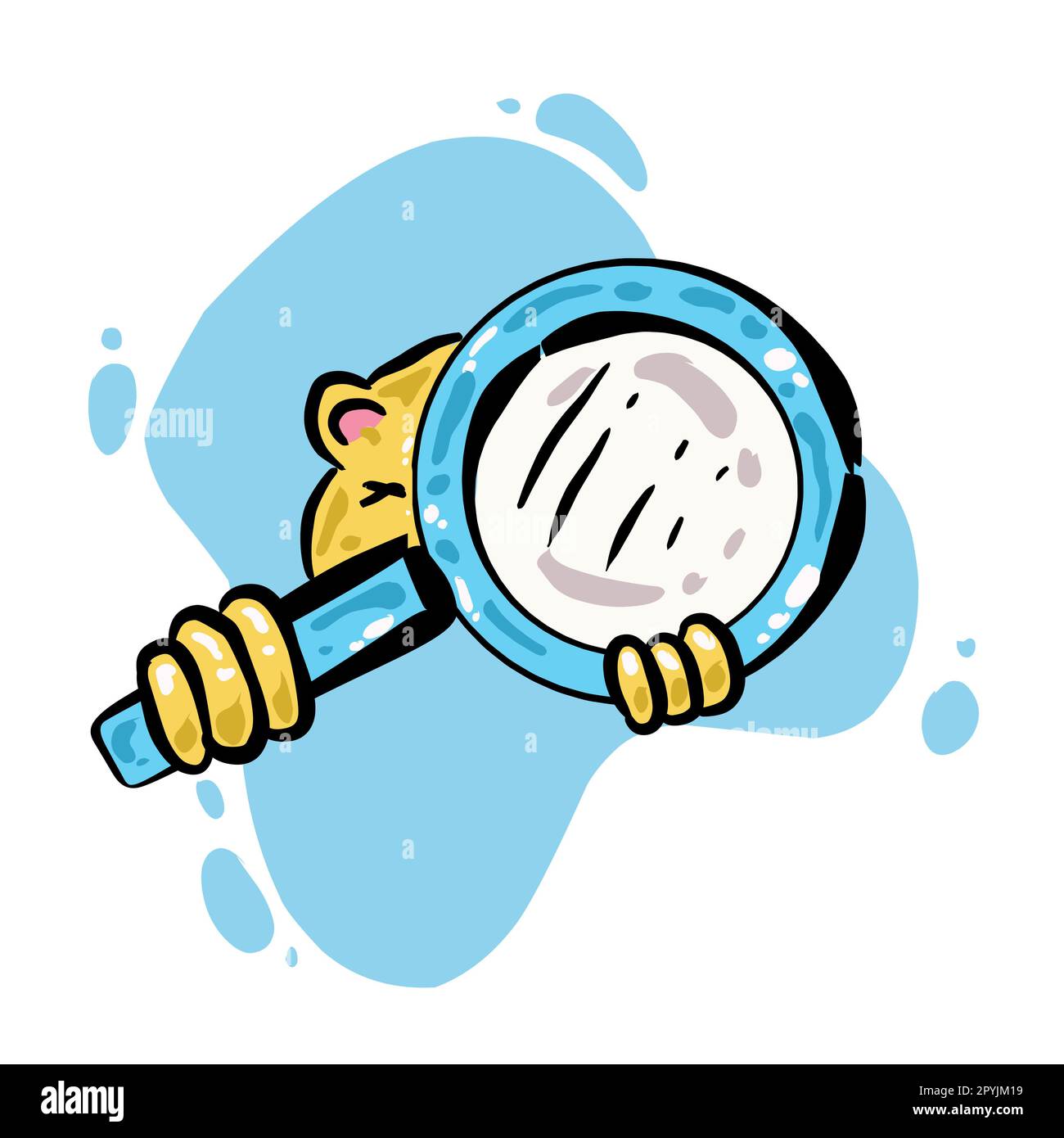 Illustration of icon searching, cute magnifying glass in blue. Perfect ...