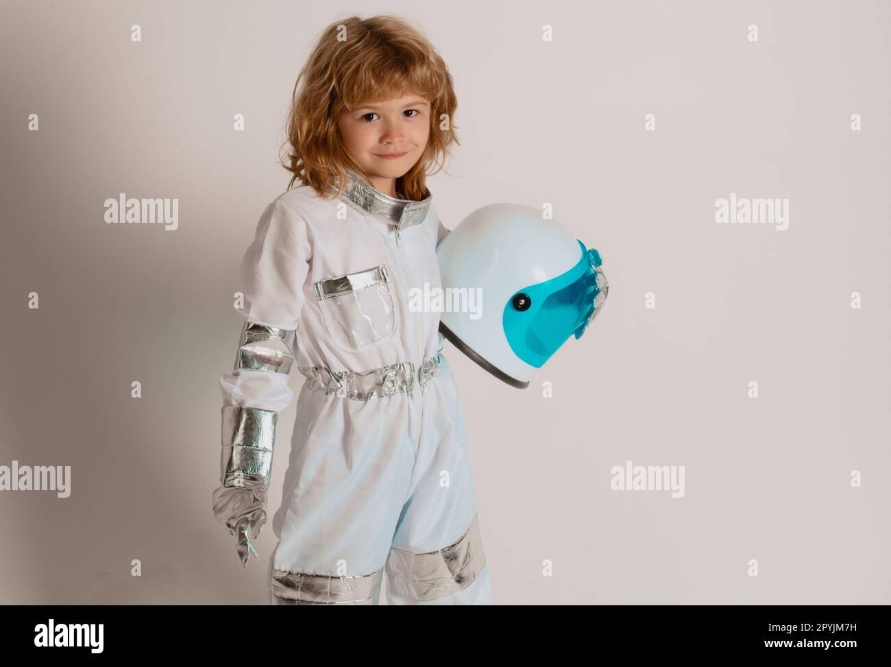 Little boy astronaut. Child boy playing astronaut with spaceman Stock ...