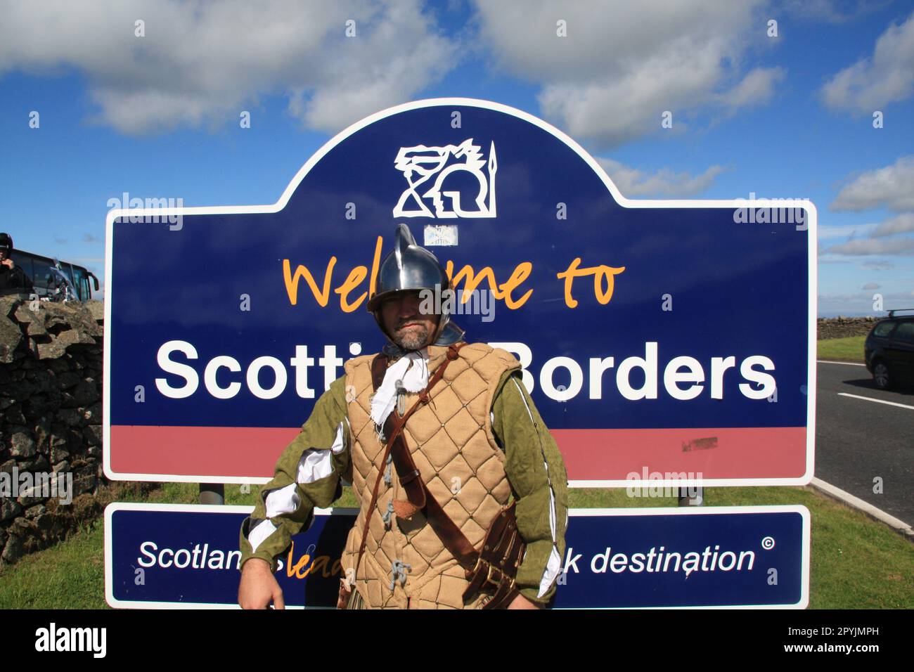 Border reiver on the border at the Carter Bar - entering the Scottish ...