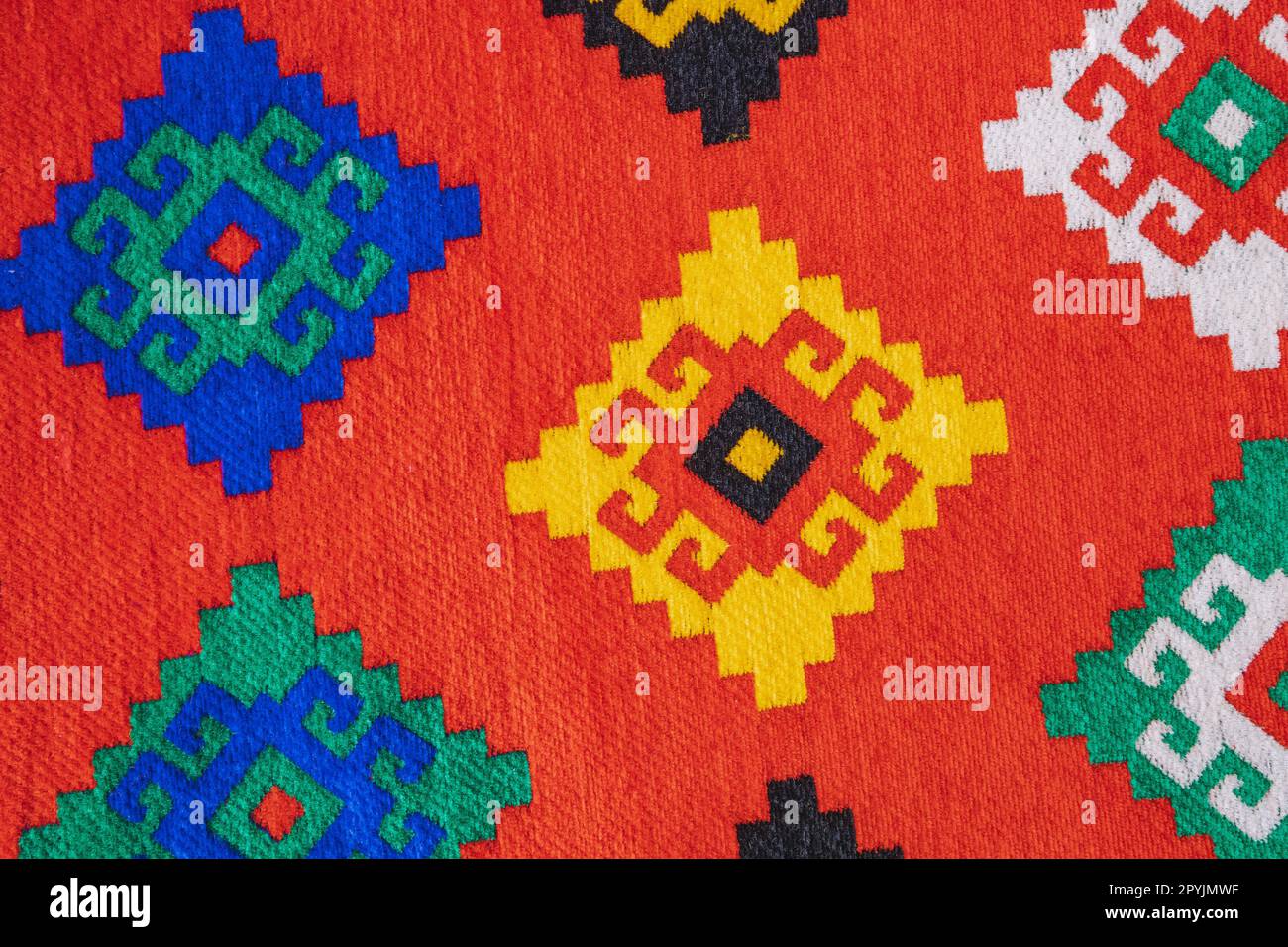 Kazakhstan ethnic and folk pattern on cloth fabric Stock Photo - Alamy