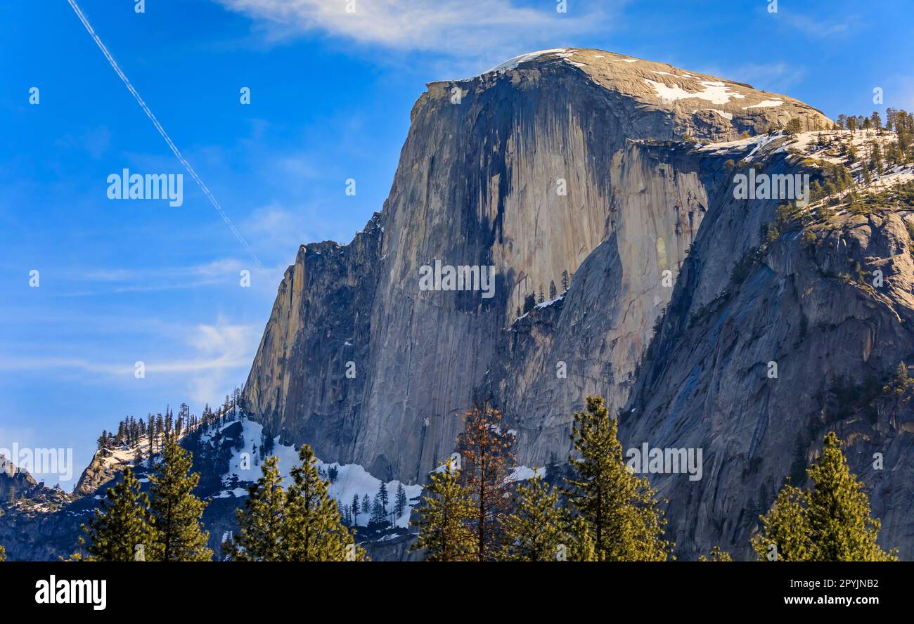Scenic view of the famous Half Dome granite rock formation in the ...
