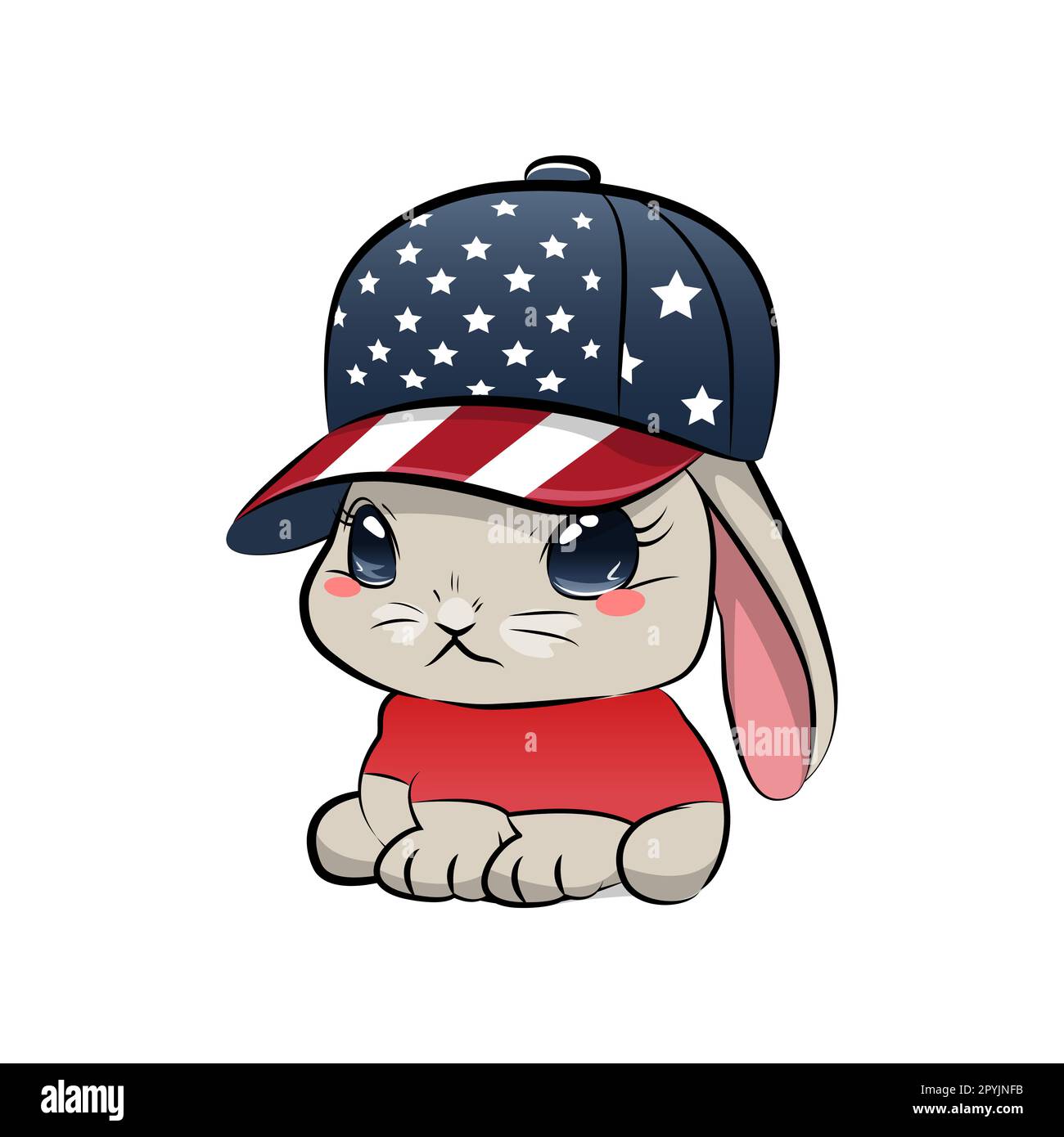 Cute cartoon patriotic bunny in baseball cap Stock Vector Image & Art ...